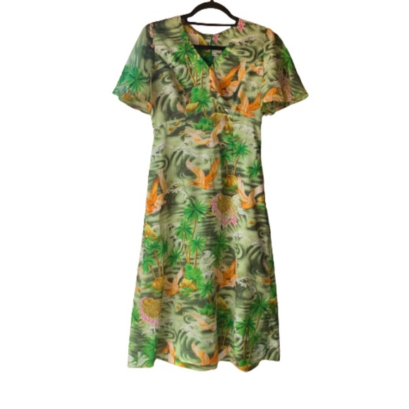 Vintage | Dresses | Vintage Hawaiian Dress Medium Tiki Bar Chic | Poshmark